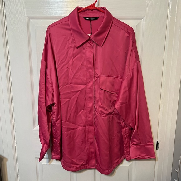 Zara | Jackets & Coats | Zara Satin Shirt Jacket Shacket | Poshmark